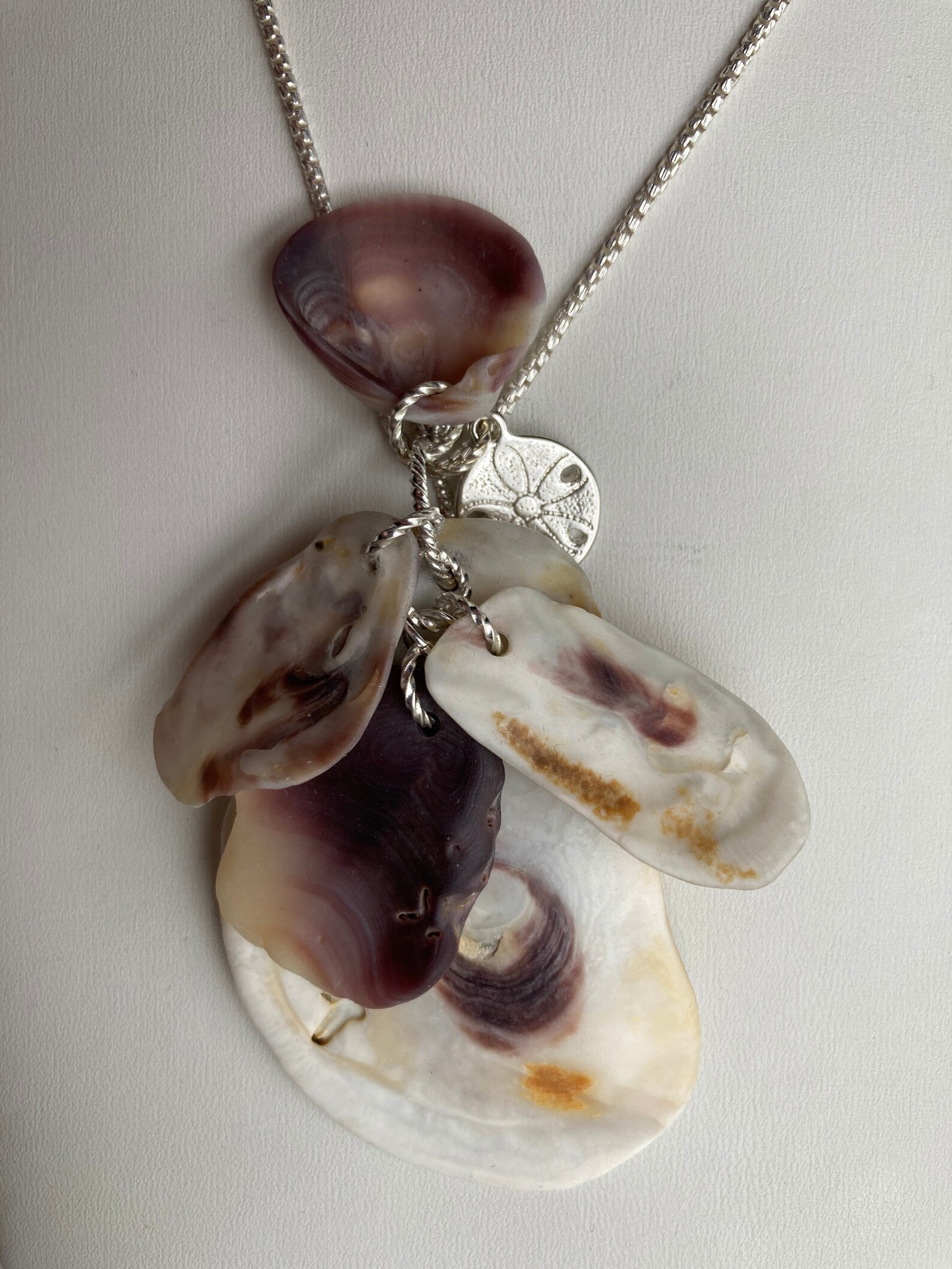 Sea Shell Pendant Necklace, Ocean Shells Clustered With a Sterling ...