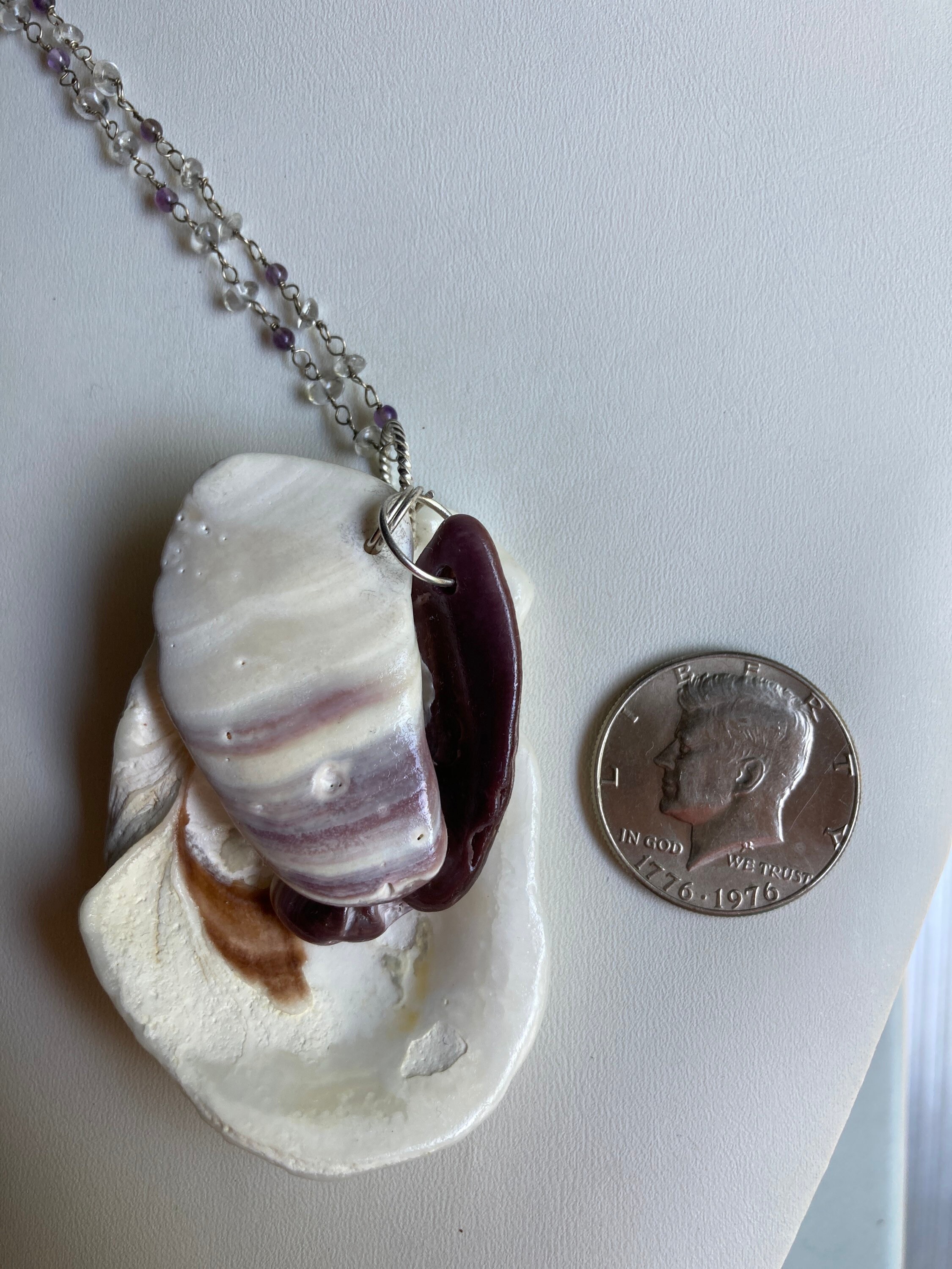 Wampum Seashell Pendant Necklace, Ocean Shells Clustered With a ...