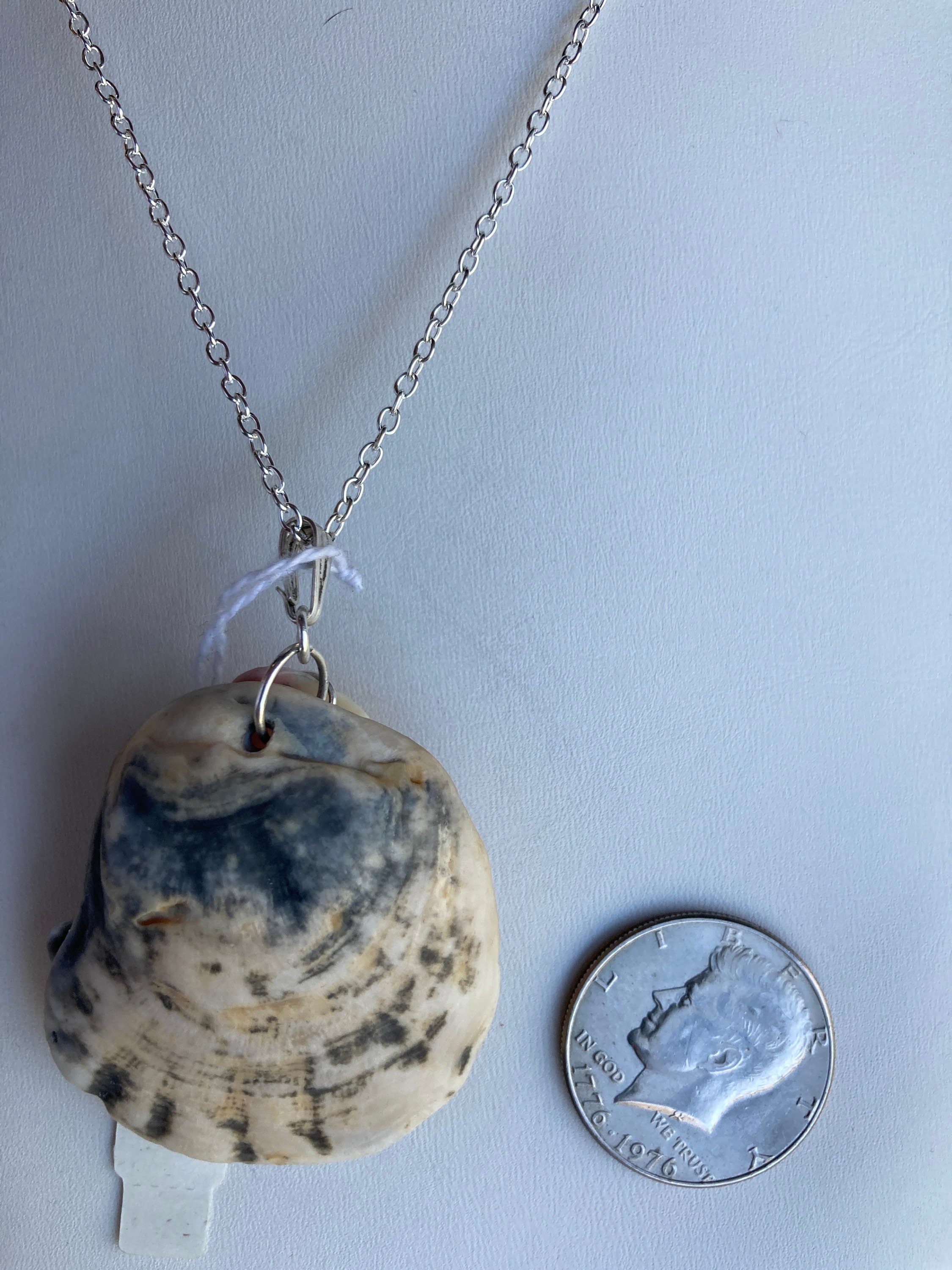 Sea Shell Pendant Necklace, Sea Shell Clustered Pendant on a Sterling ...