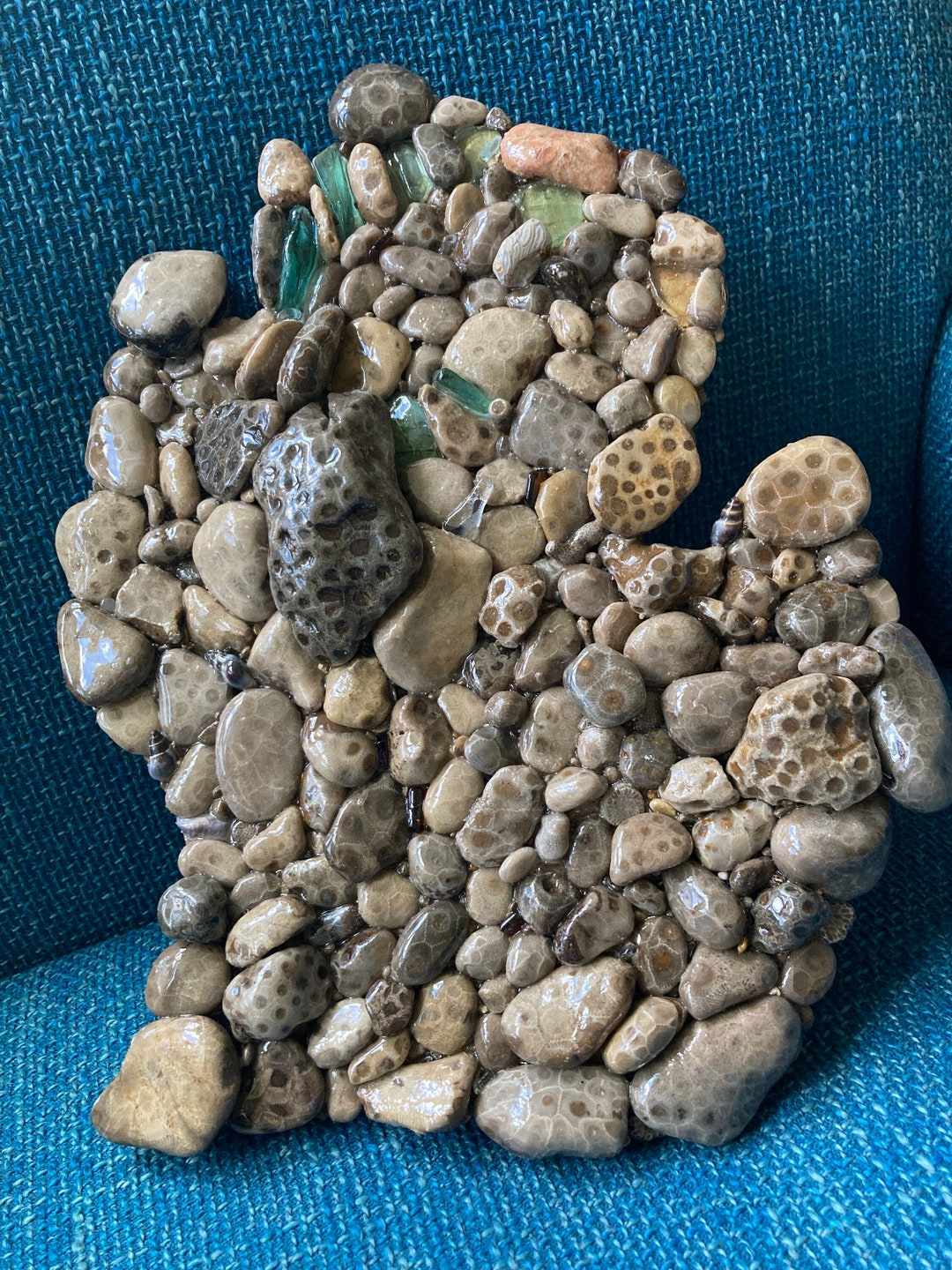 Petoskey Stones State of Michigan Wall Art, Great Lakes Rocks Wall ...