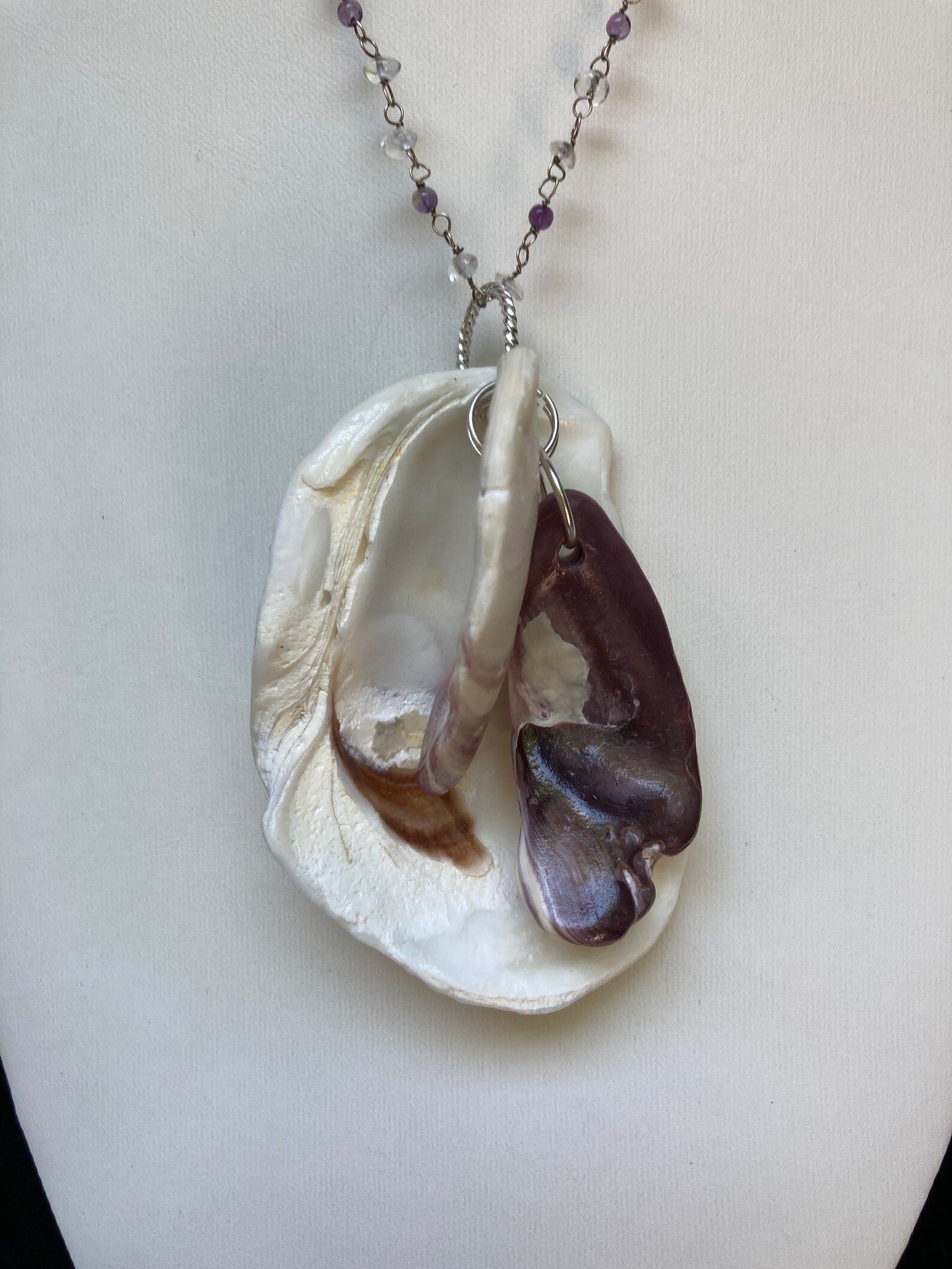 Wampum Seashell Pendant Necklace, Ocean Shells Clustered With a ...