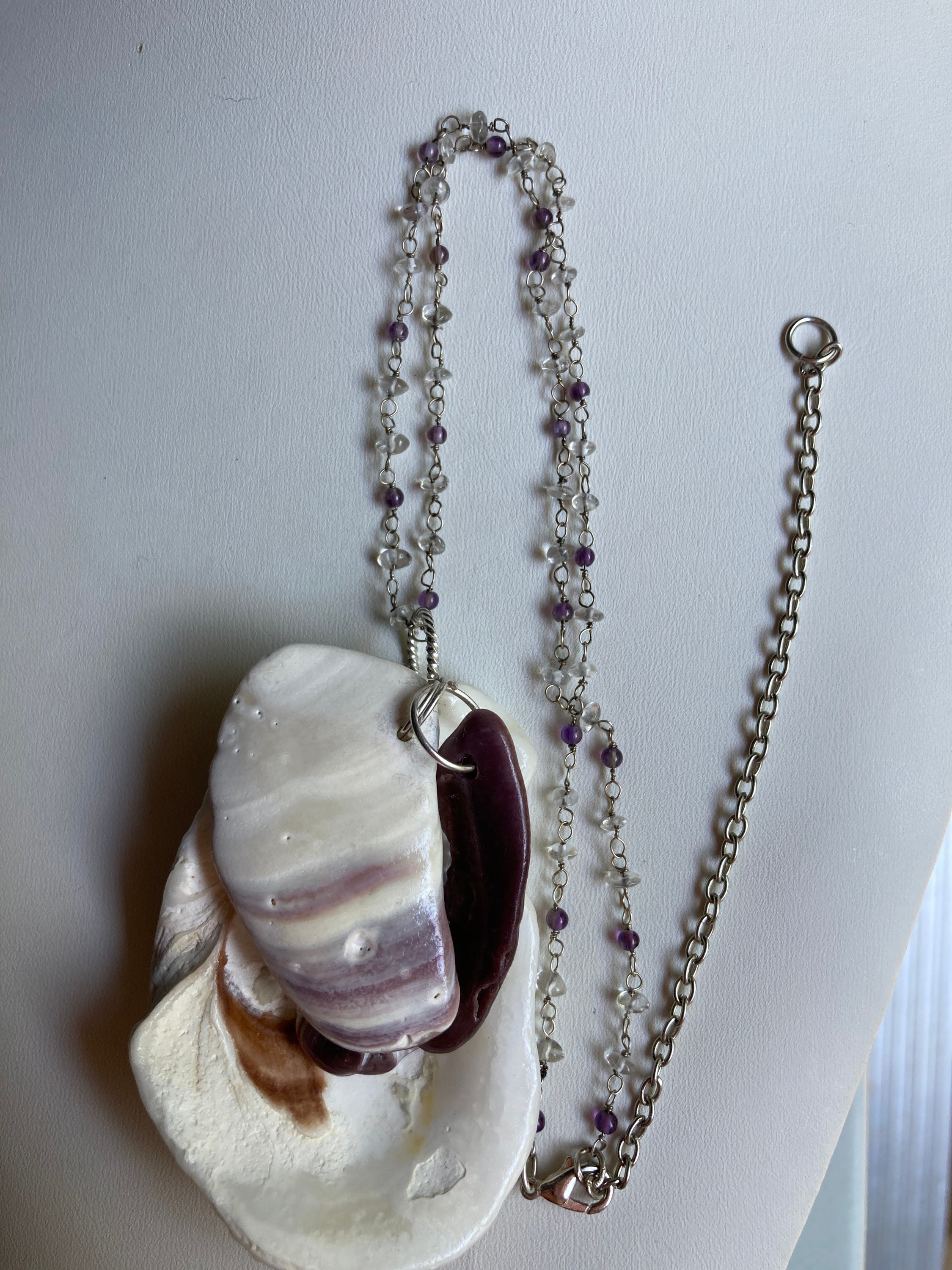 Wampum Seashell Pendant Necklace, Ocean Shells Clustered With a ...