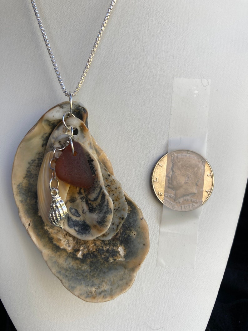 Sea Shell Pendant Necklace, Clustered Shells With a Sterling Plated ...