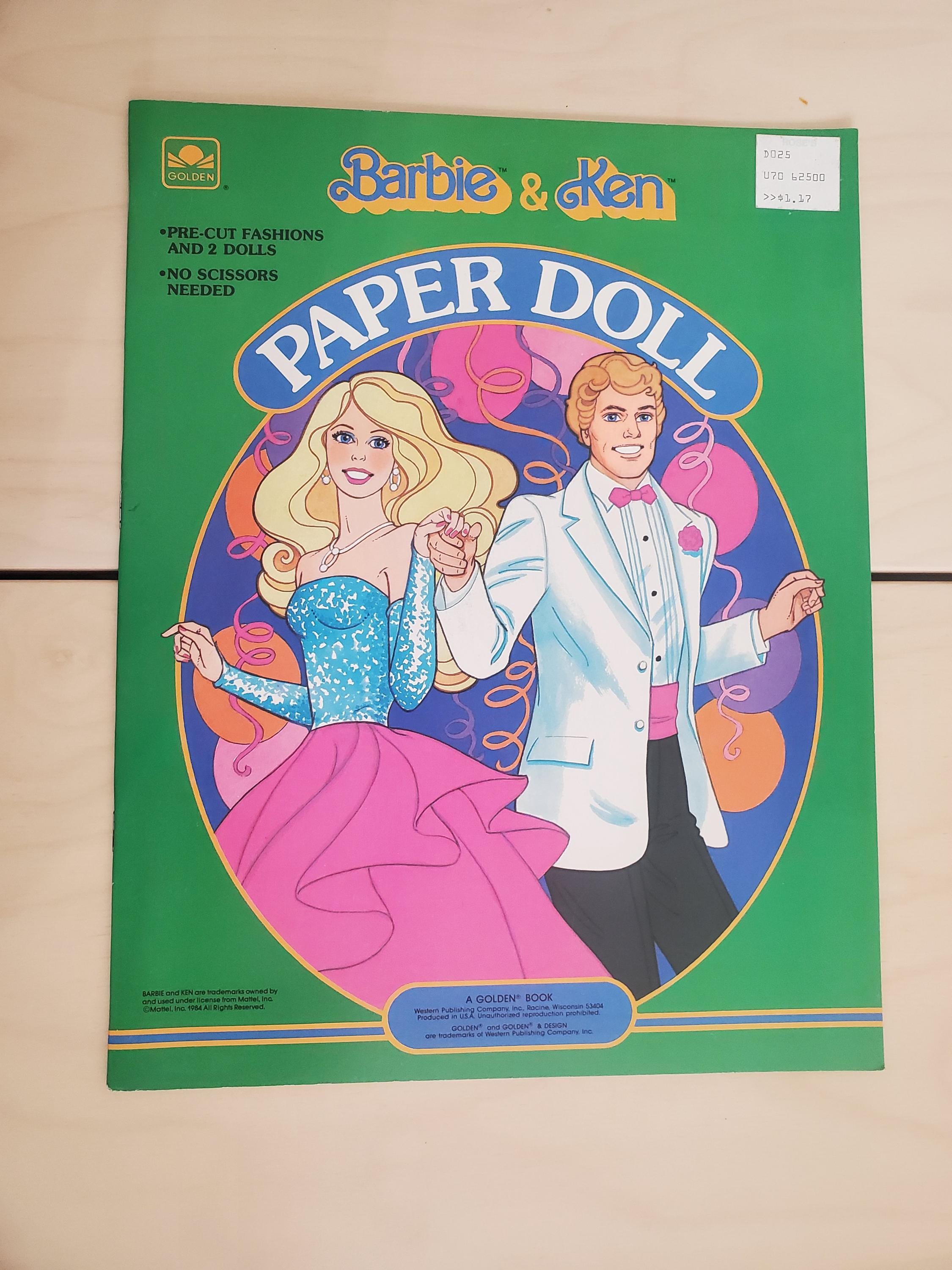 New 1984 Barbie & Ken Paper Doll Book UNCUT, 80s Golden Book, Vintage ...