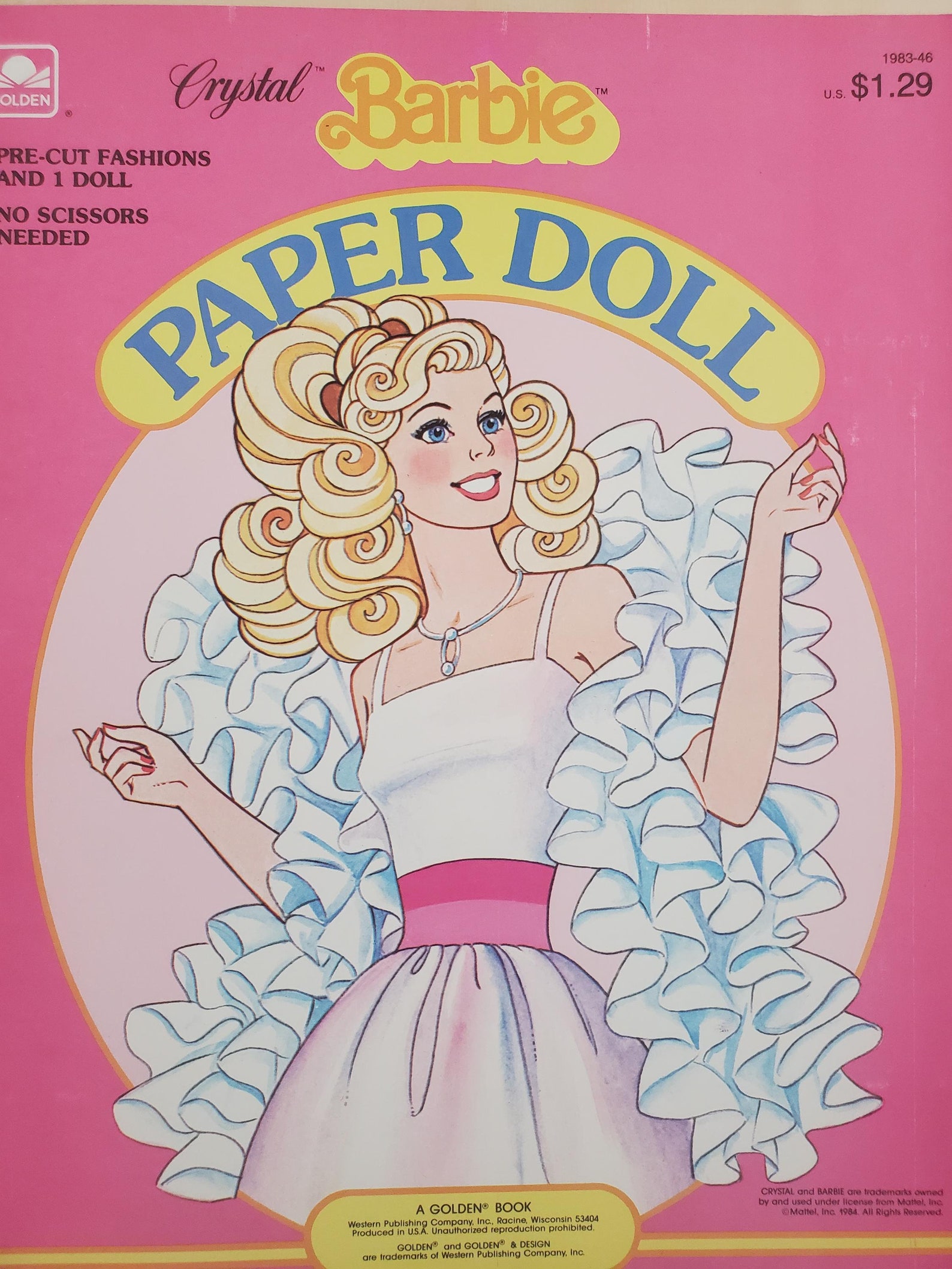 Vintage Crystal Barbie Paper Doll Golden Book 1984 Mattel Uncut ...
