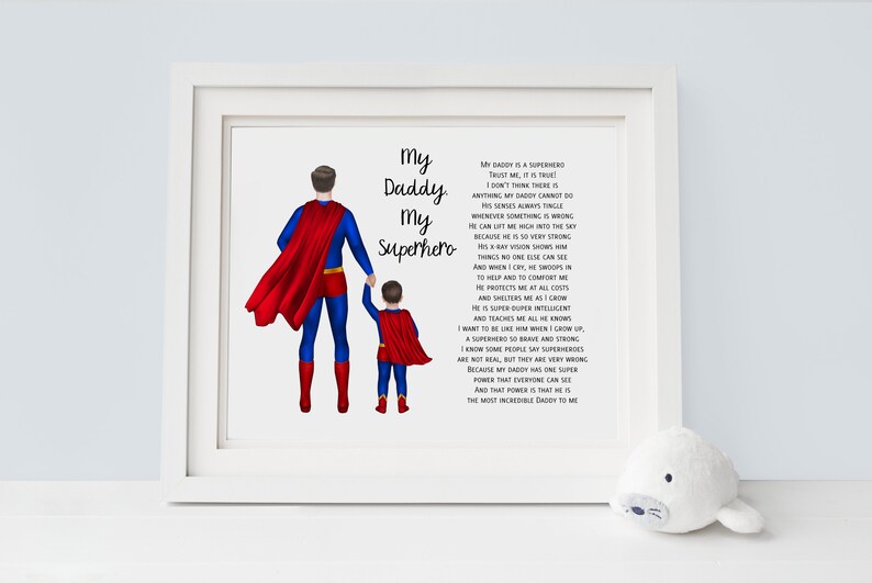 Daddy Superhero Poem Print My Daddy Print Daddy Hero Gift | Etsy
