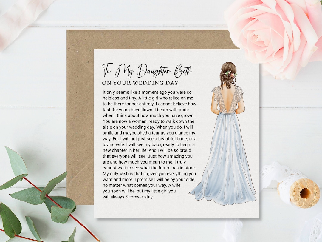 Personalised Daughter Wedding Card - to My / Our Daughter on Your ...