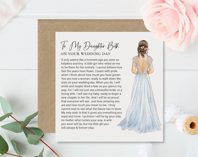 Personalised Daughter Wedding Card - to My / Our Daughter on Your ...