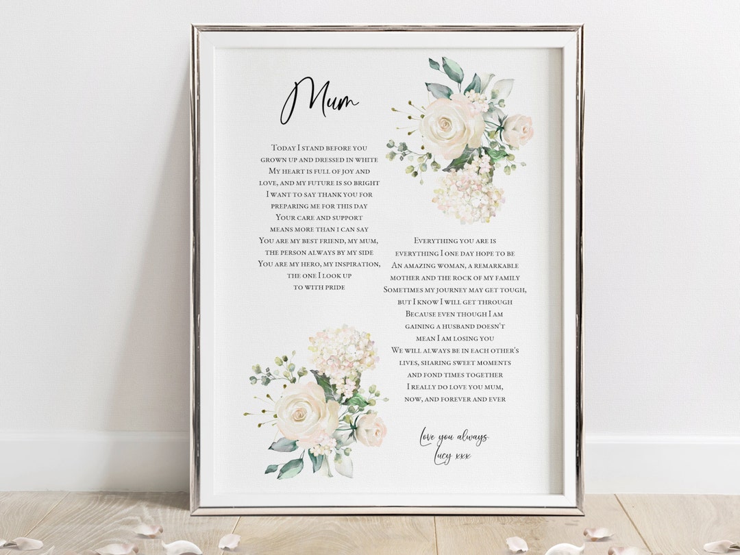 Mother of the Bride Print - Mother of the Bride Poem - Mother of the ...