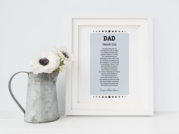 Dad Print Dad Poem Thank You Gift Gift for Dad Gift | Etsy