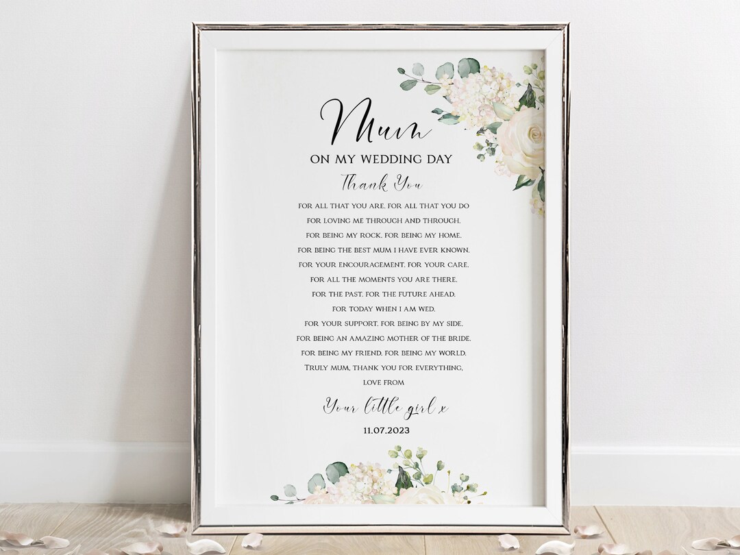 Mother of the Bride Print - Mother of the Bride Poem - Mother of the ...