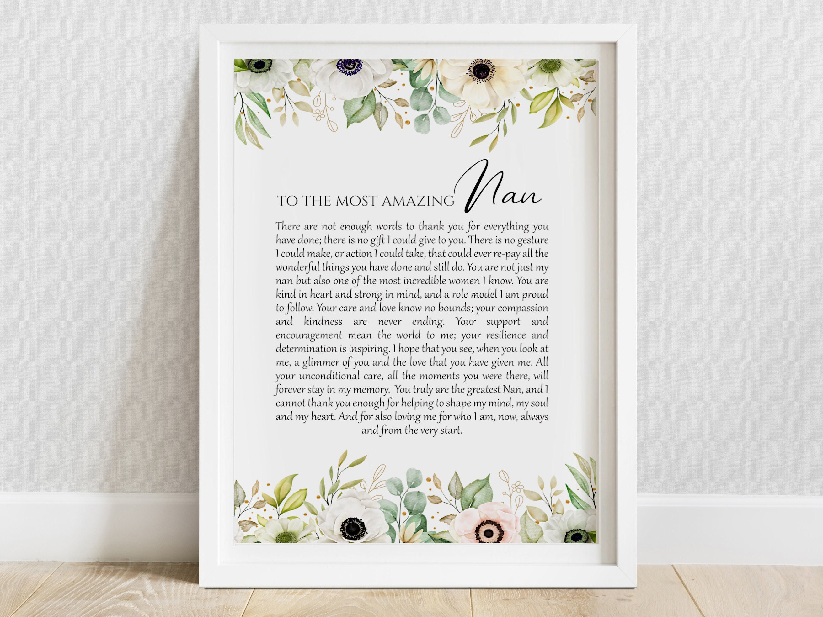Heartfelt Nan Print - Nan Poem - Keepsake Gift for Nan - Letter to Nan ...