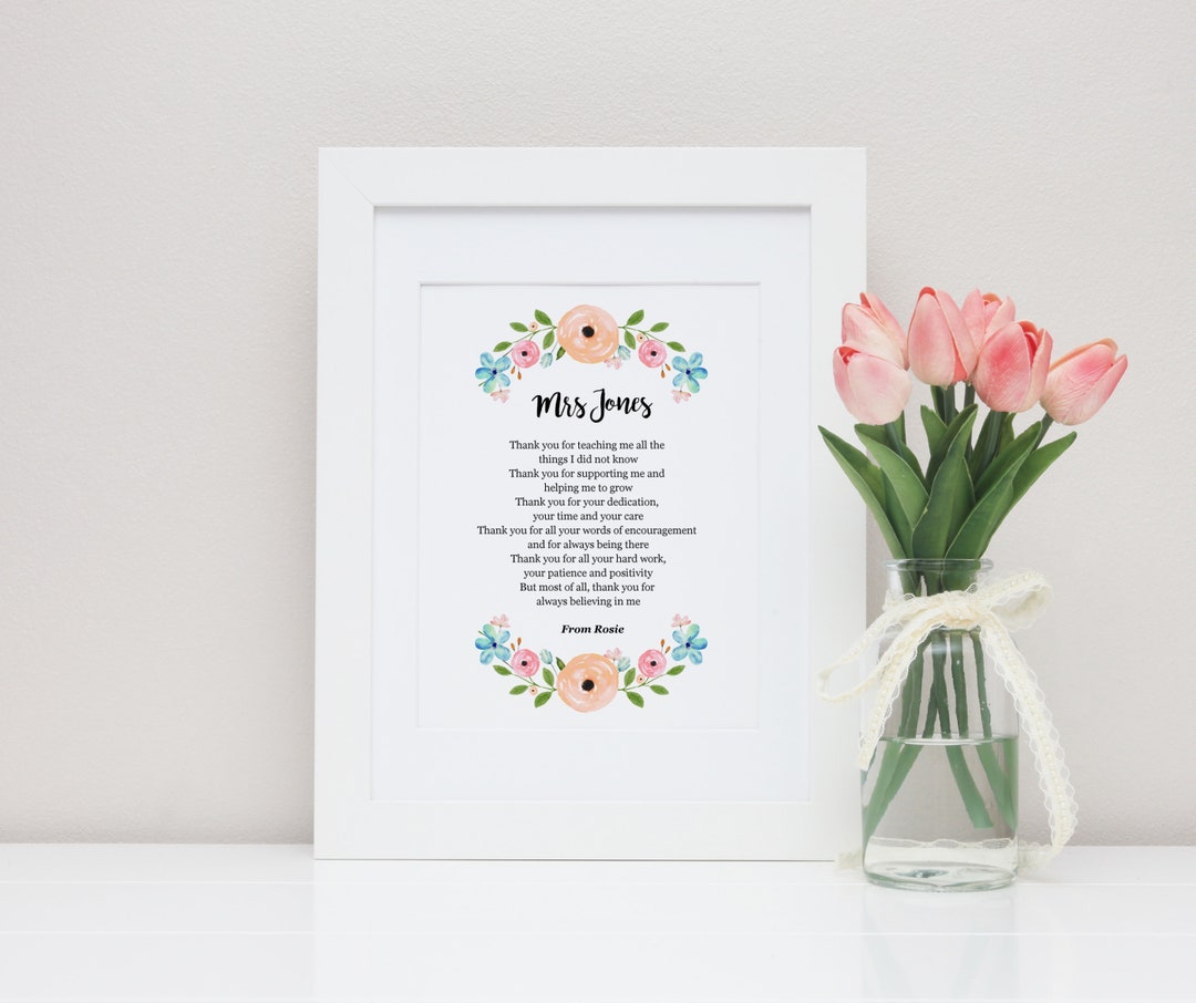 Teacher Poem - Thank You Teacher Gift - End of Year Teacher Gift ...