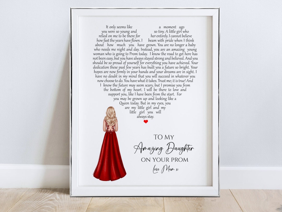 Daughter Prom Poem Print - Gift From Mum or Dad - Prom Gift (UNFRAMED ...
