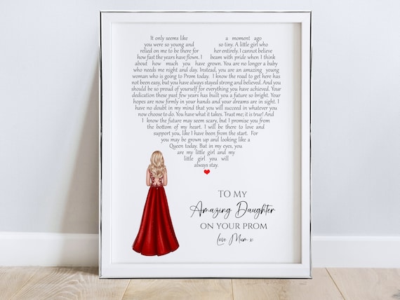 Daughter Prom Poem Print Gift From Mum or Dad Prom Gift - Etsy