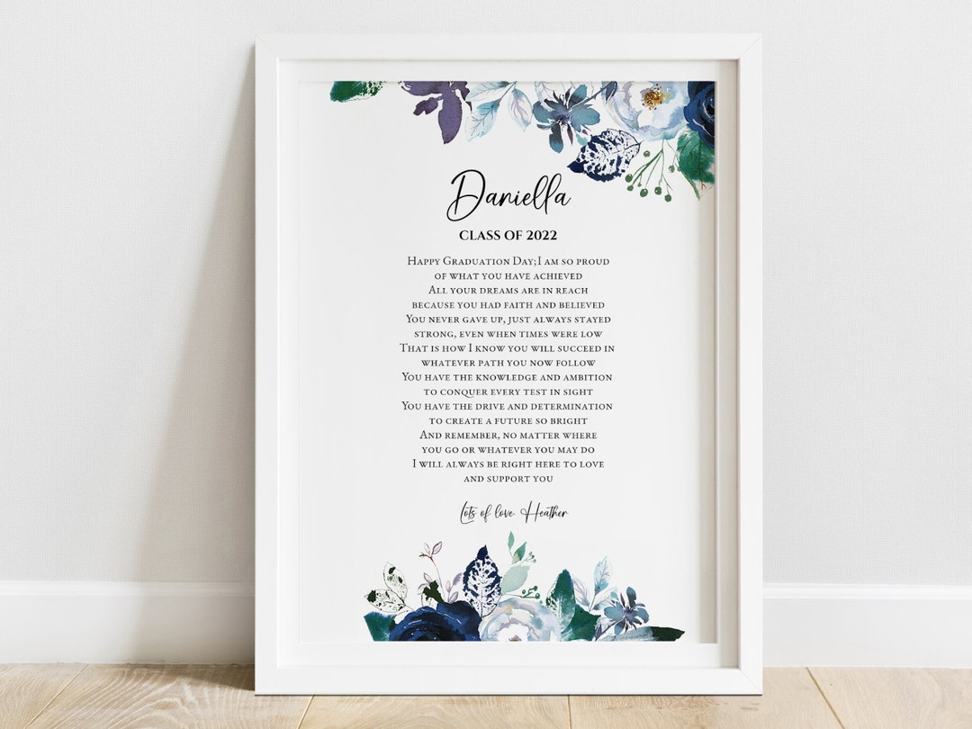 Personalised Graduation Print Graduation Gift Graduation Poem ...