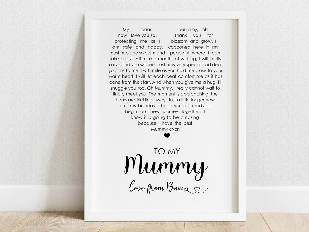 Mummy to Be Poem Print Gift From Bump A4 UNFRAMED - Etsy UK