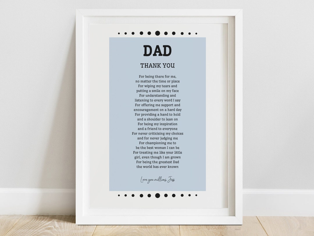 Dad Print - Dad Poem - Thank You Gift - Gift for Dad - Gift From ...
