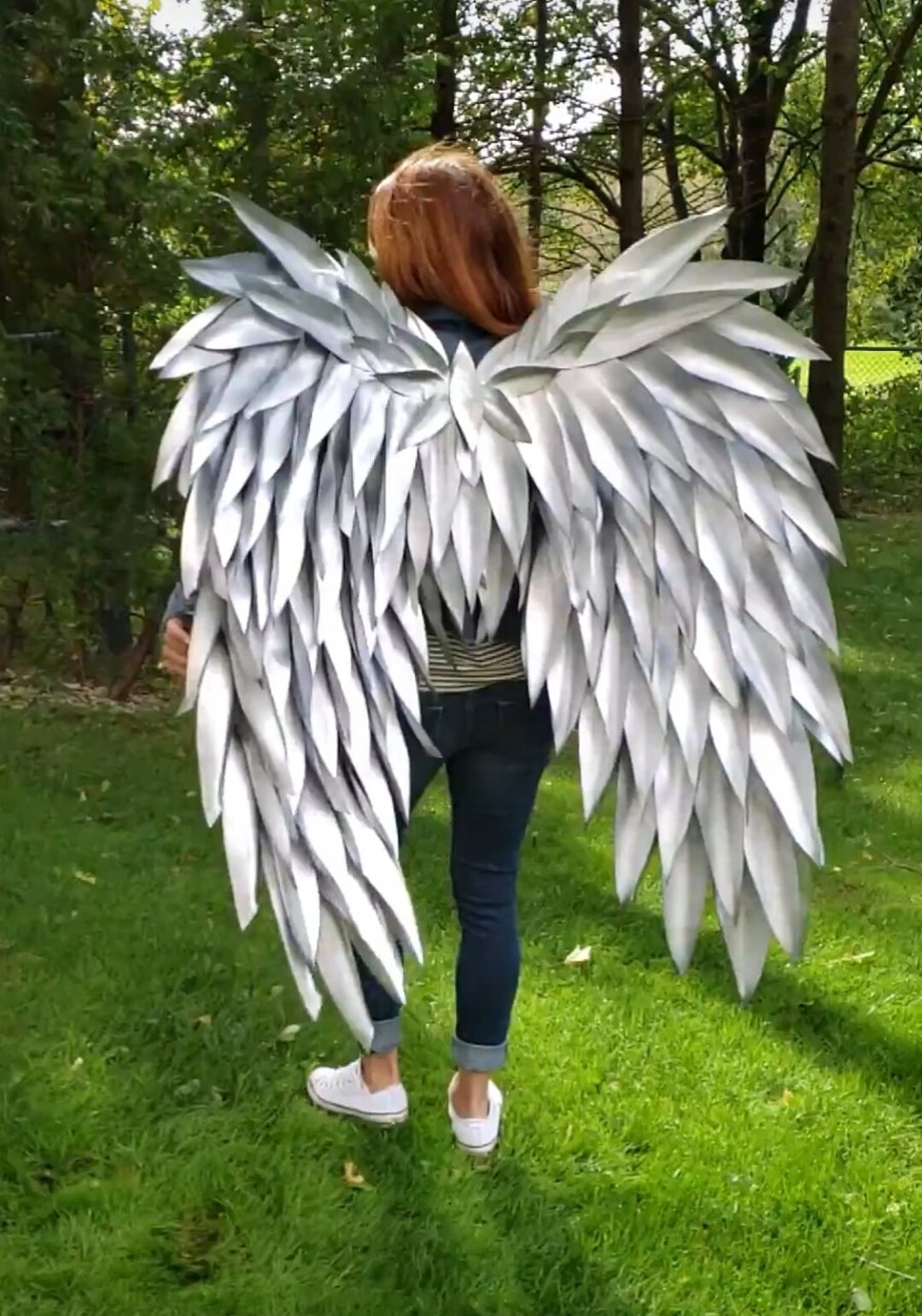 Zilveren grote vleugels/fotoshoot vleugels/zilveren kostuum/zilveren ...