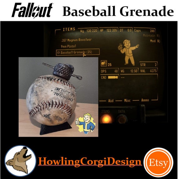 Fallout Baseball Grenade W/ Display Stand - Etsy
