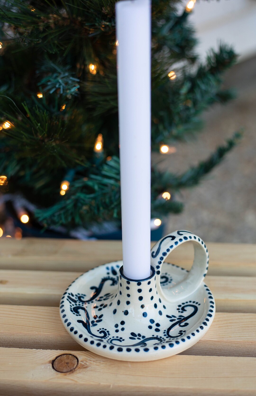 Blue Scroll Candlestick Holder - Etsy