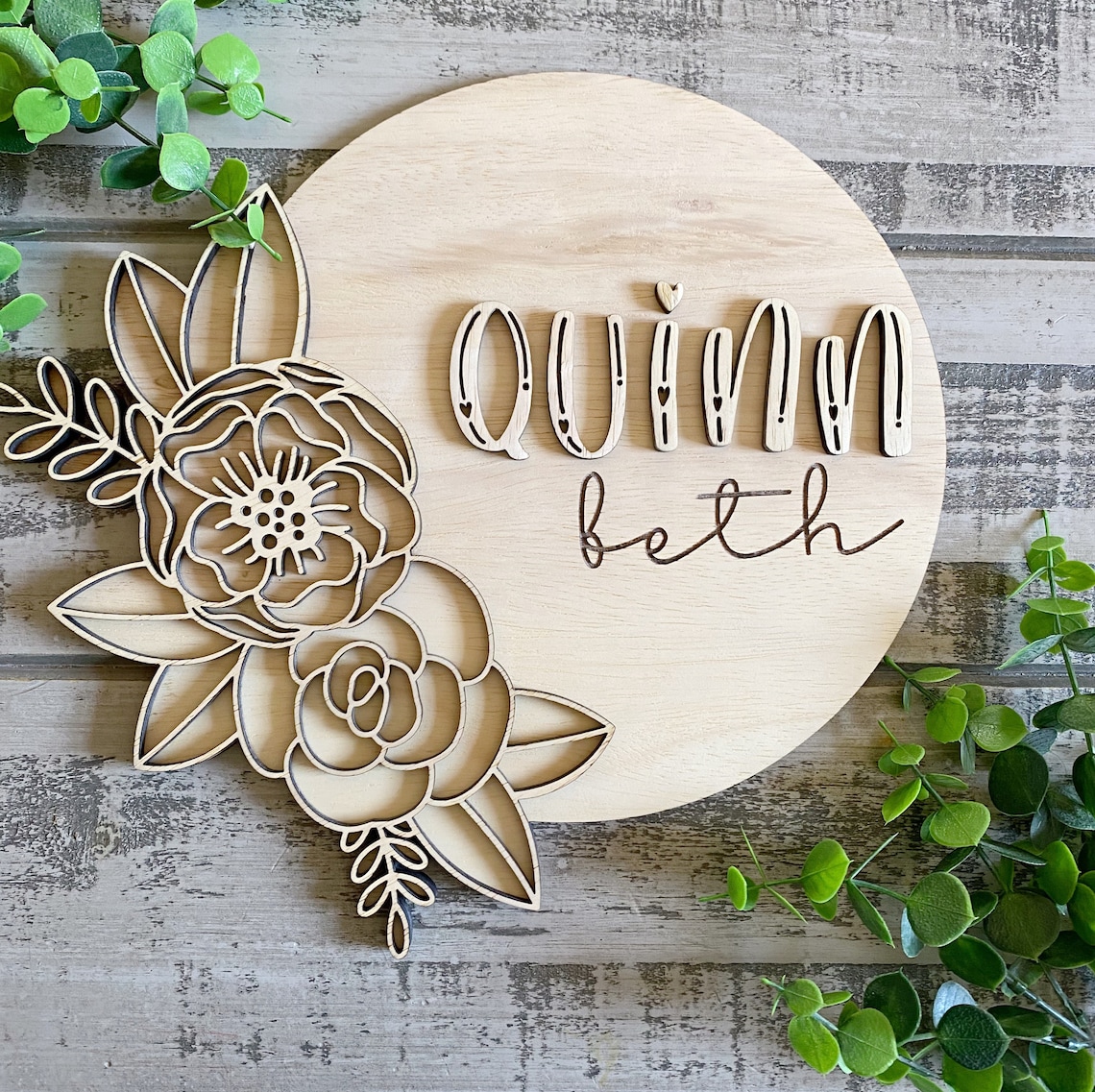 FLORAL NAME Sign Design SVG Digital Cut File Glowforge Laser File ...