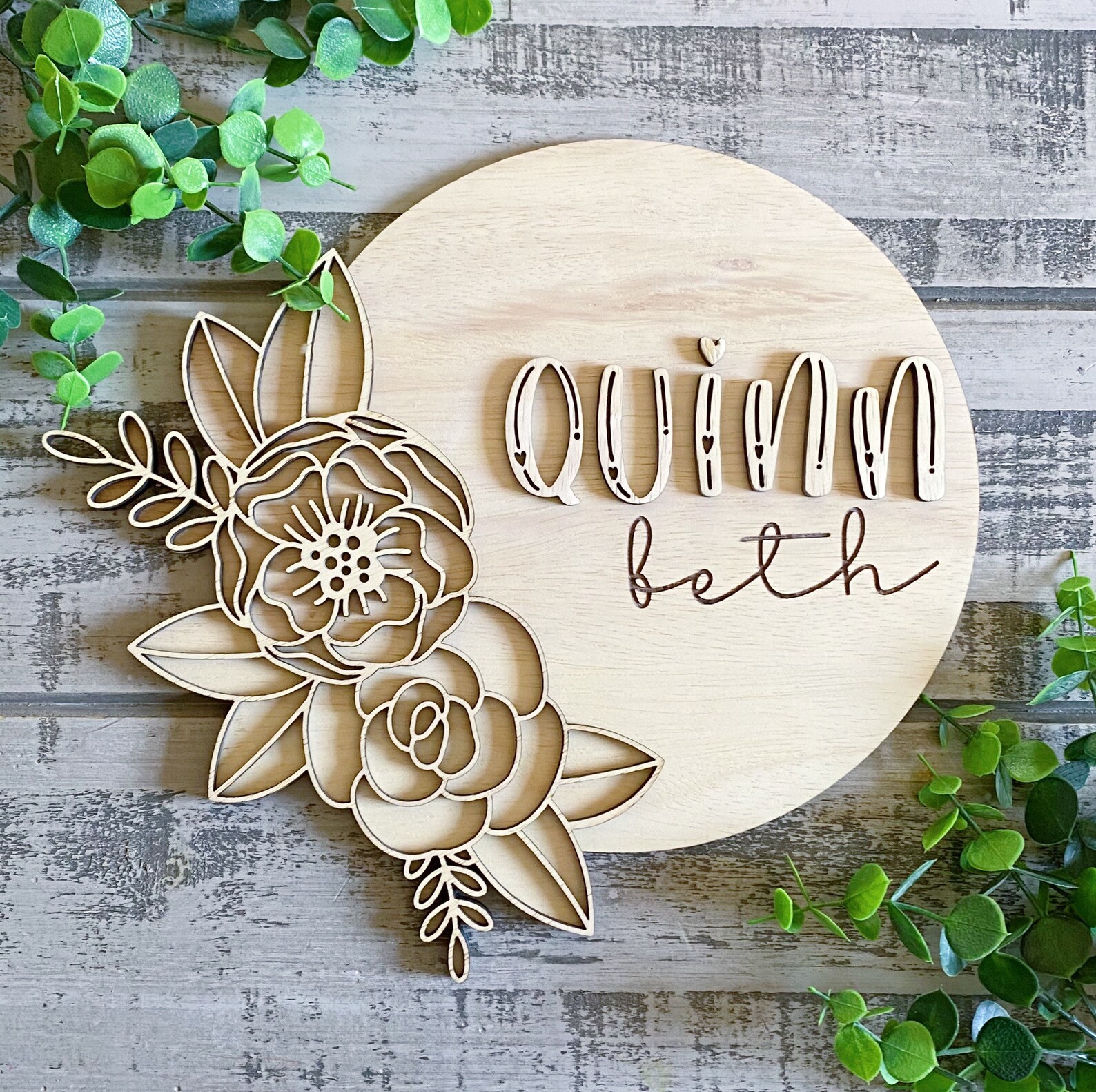FLORAL NAME Sign Design SVG Digital Cut File Glowforge Laser File ...