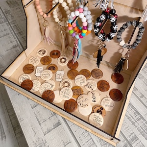 Display Stand for Wristlet Keychains Double Sided With Wood Pendant ...