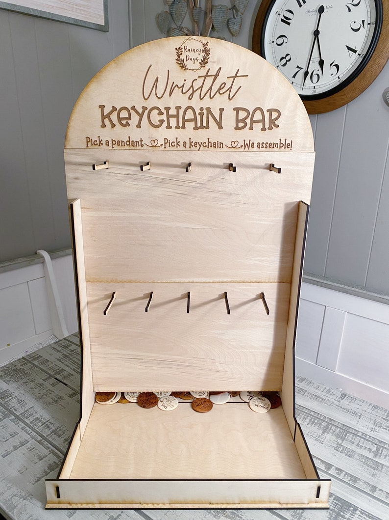 Display Stand for Wristlet Keychains Double Sided With Wood Pendant ...