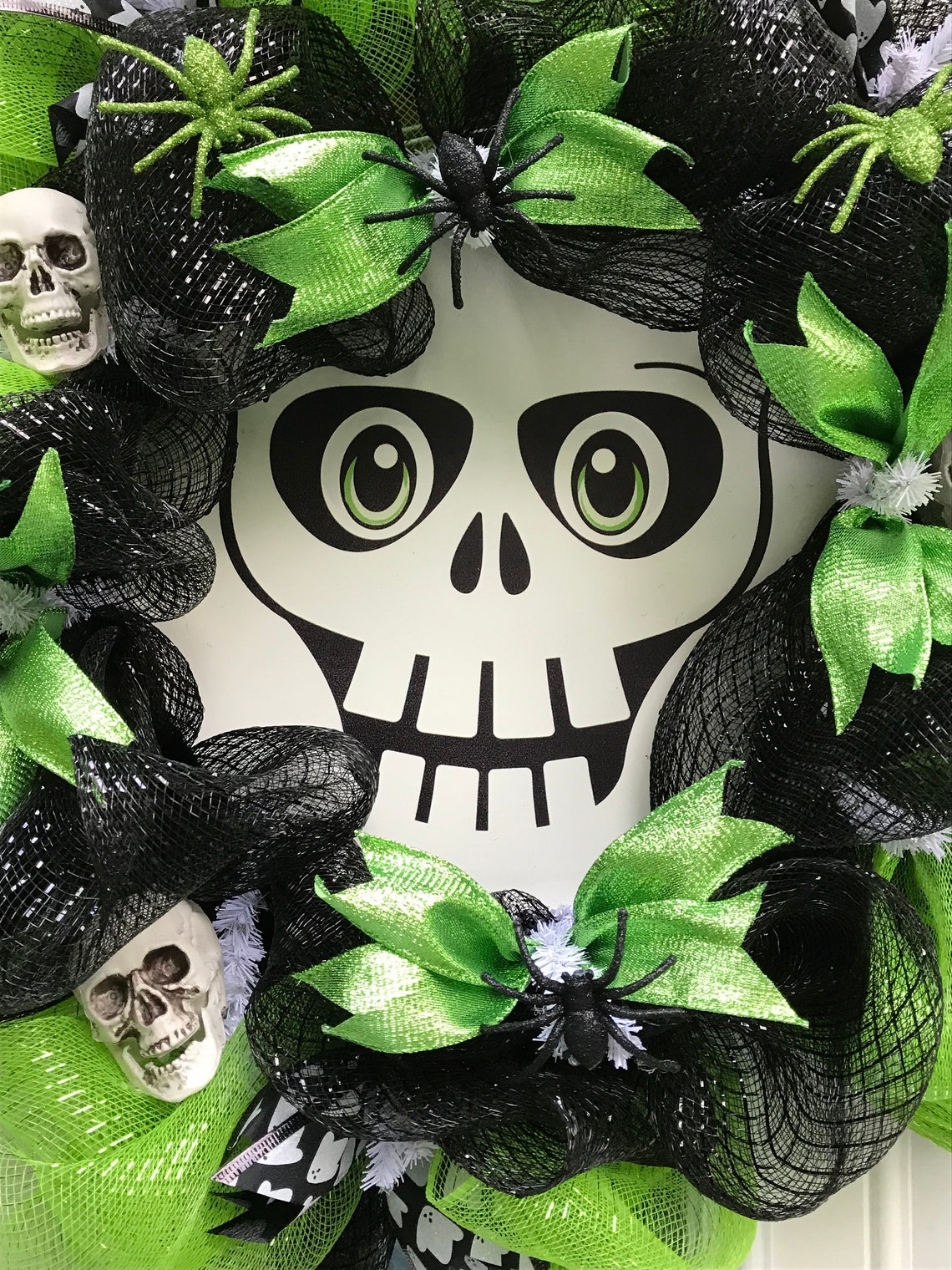 Deco Mesh Skeleton Wreath, Scary Wreath, Halloween Wreath for Front ...