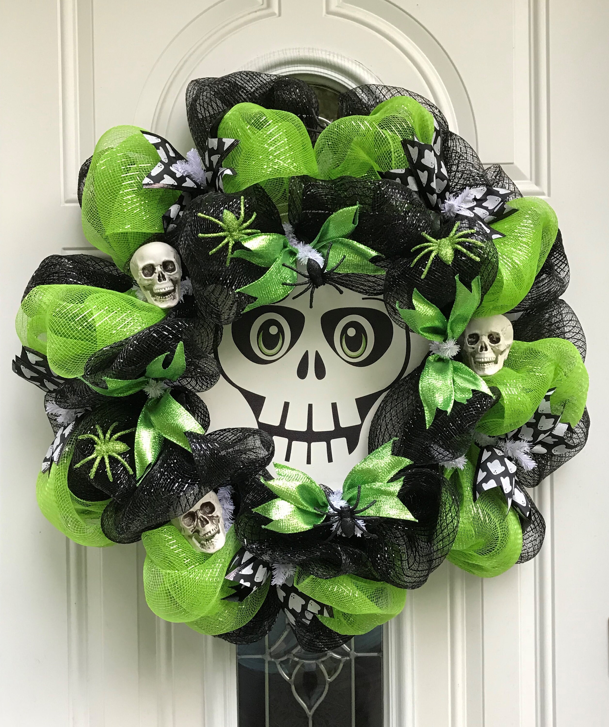 Deco Mesh Skeleton Wreath, Scary Wreath, Halloween Wreath for Front ...