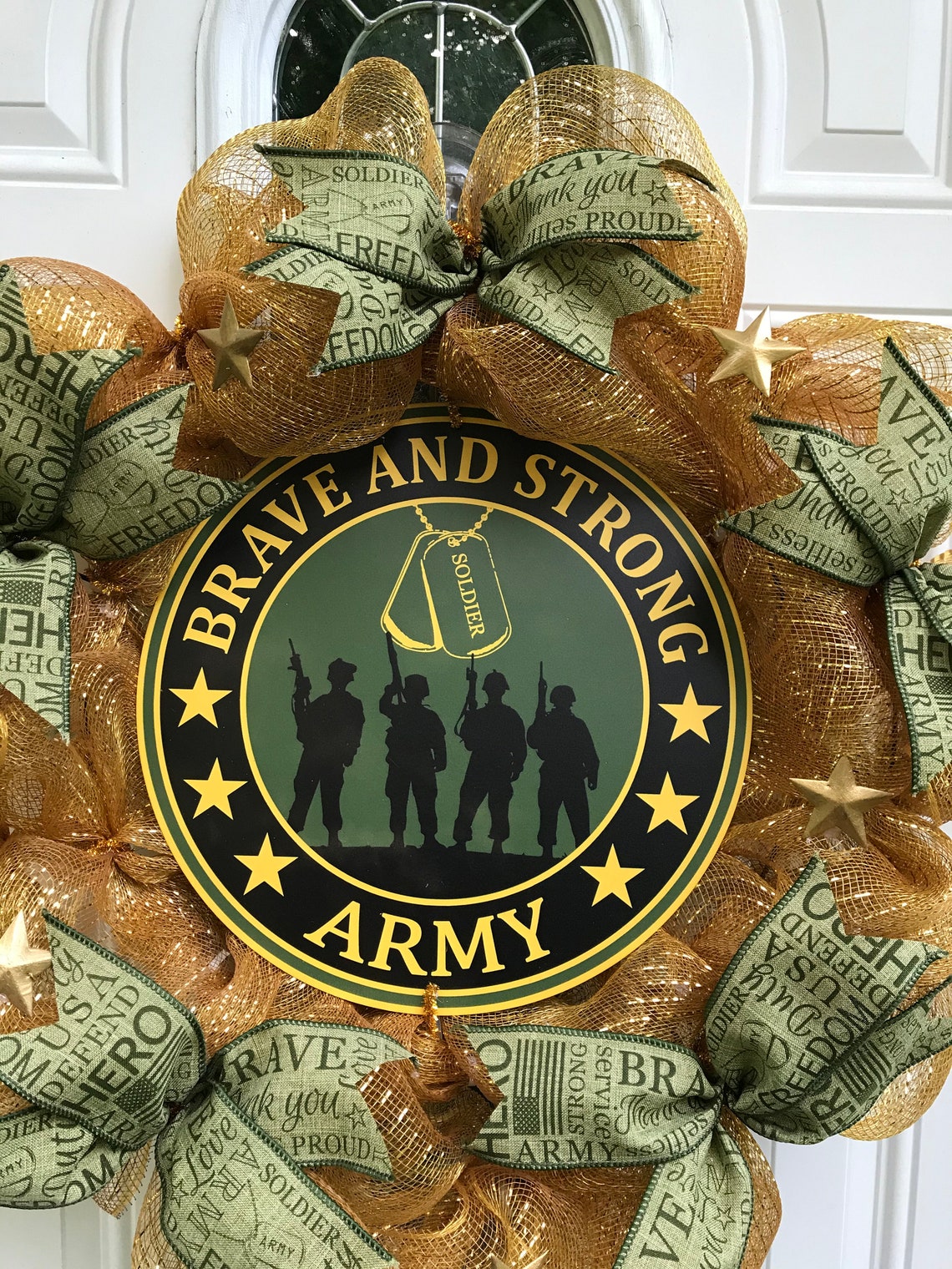 Deco Mesh Army Wreath, Military Wreath, Patriotic Armed Forces, United ...