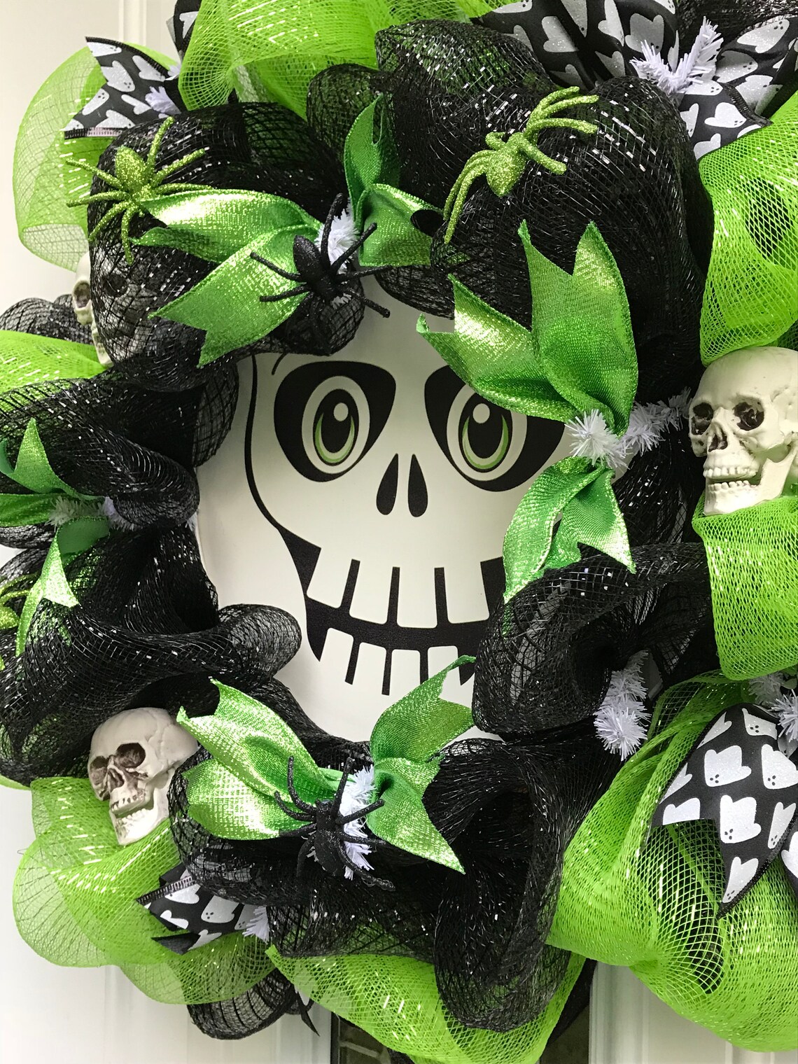 Deco Mesh Skeleton Wreath Scary Wreath Halloween Wreath for - Etsy
