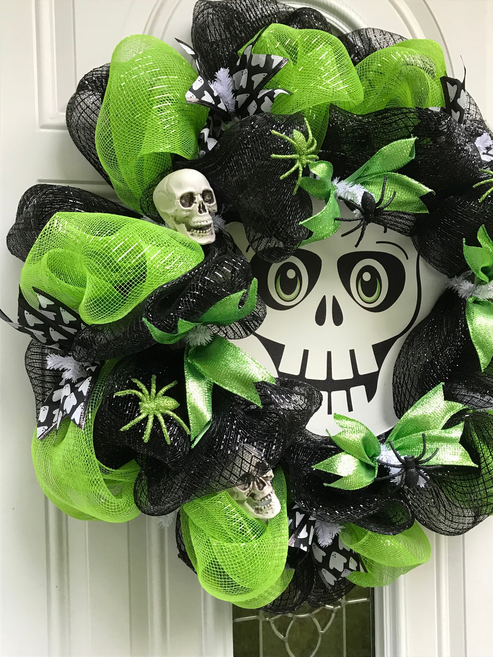 Deco Mesh Skeleton Wreath, Scary Wreath, Halloween Wreath for Front ...