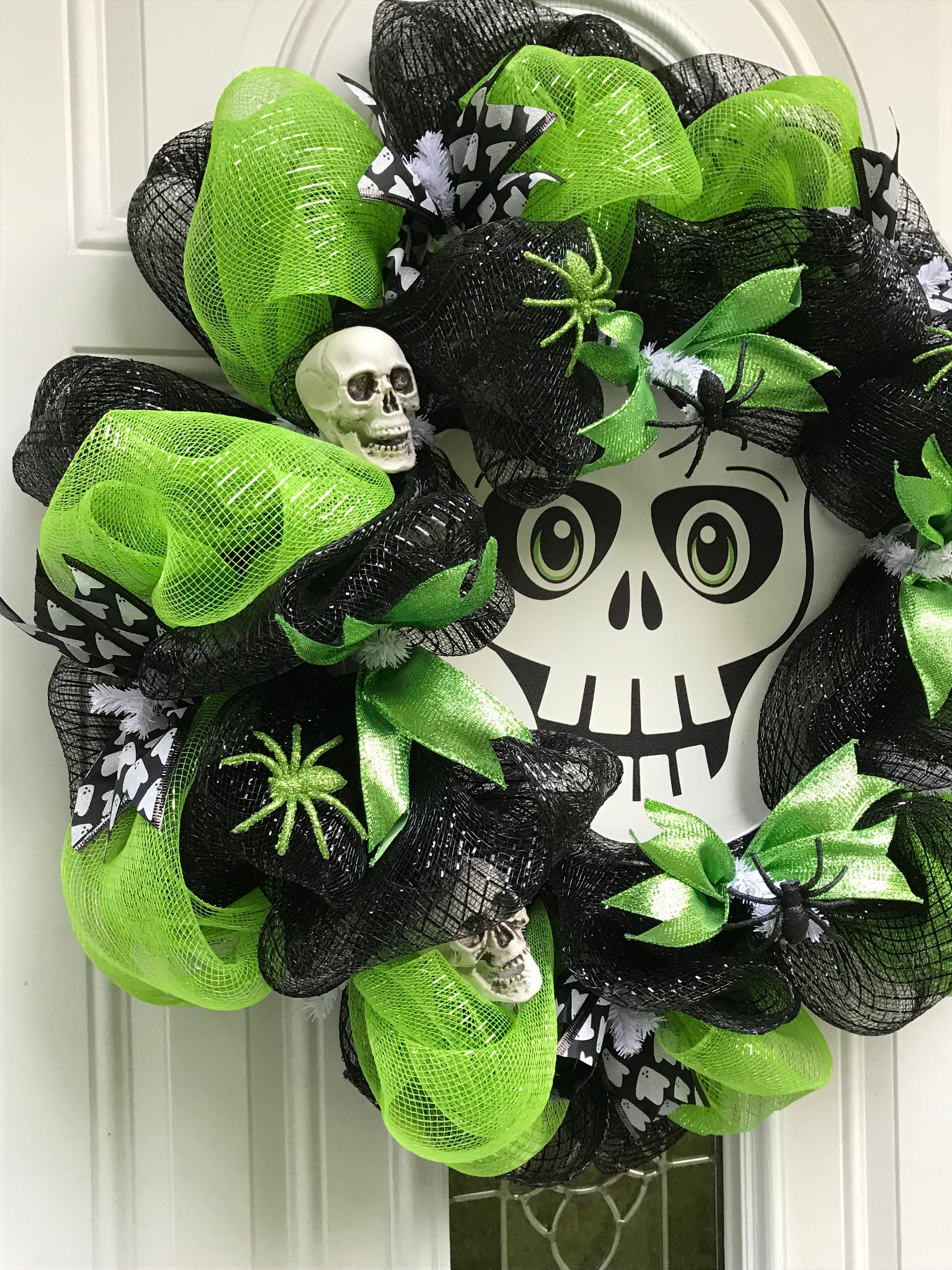 Deco Mesh Skeleton Wreath, Scary Wreath, Halloween Wreath for Front ...
