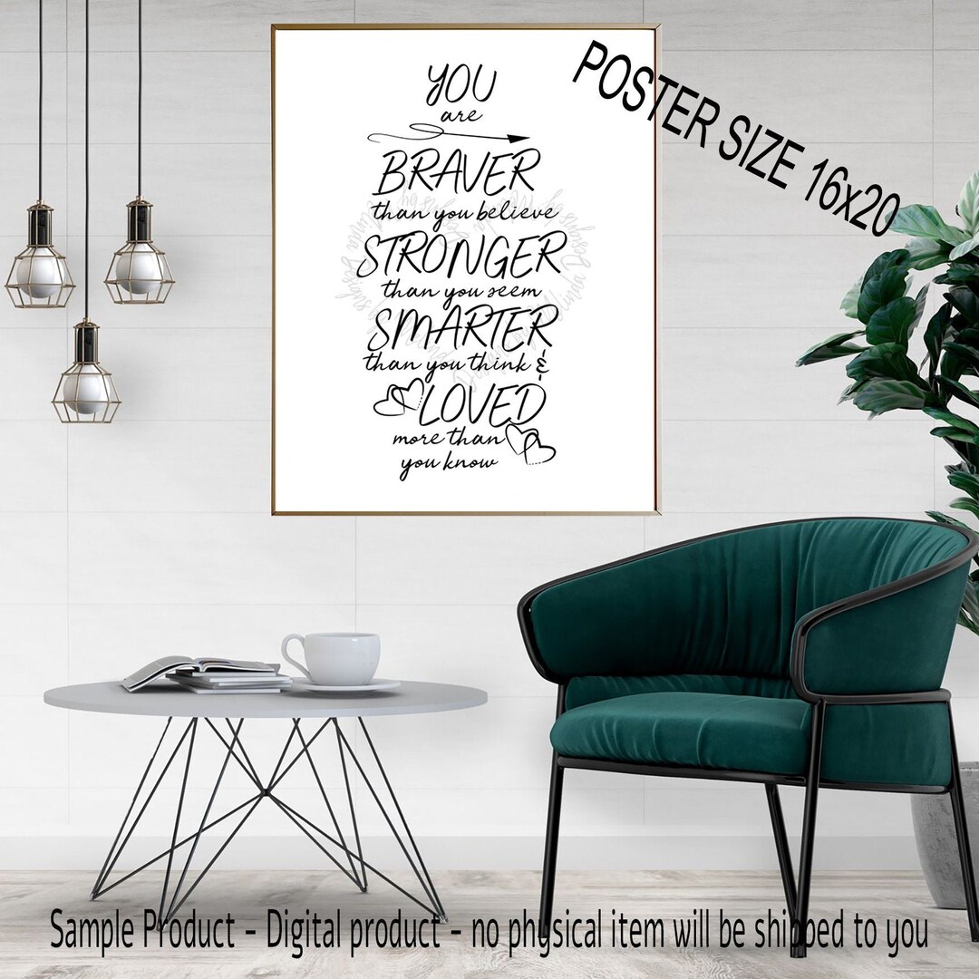 Printable You Are Braver Than You Believe Poster for School Counselor ...