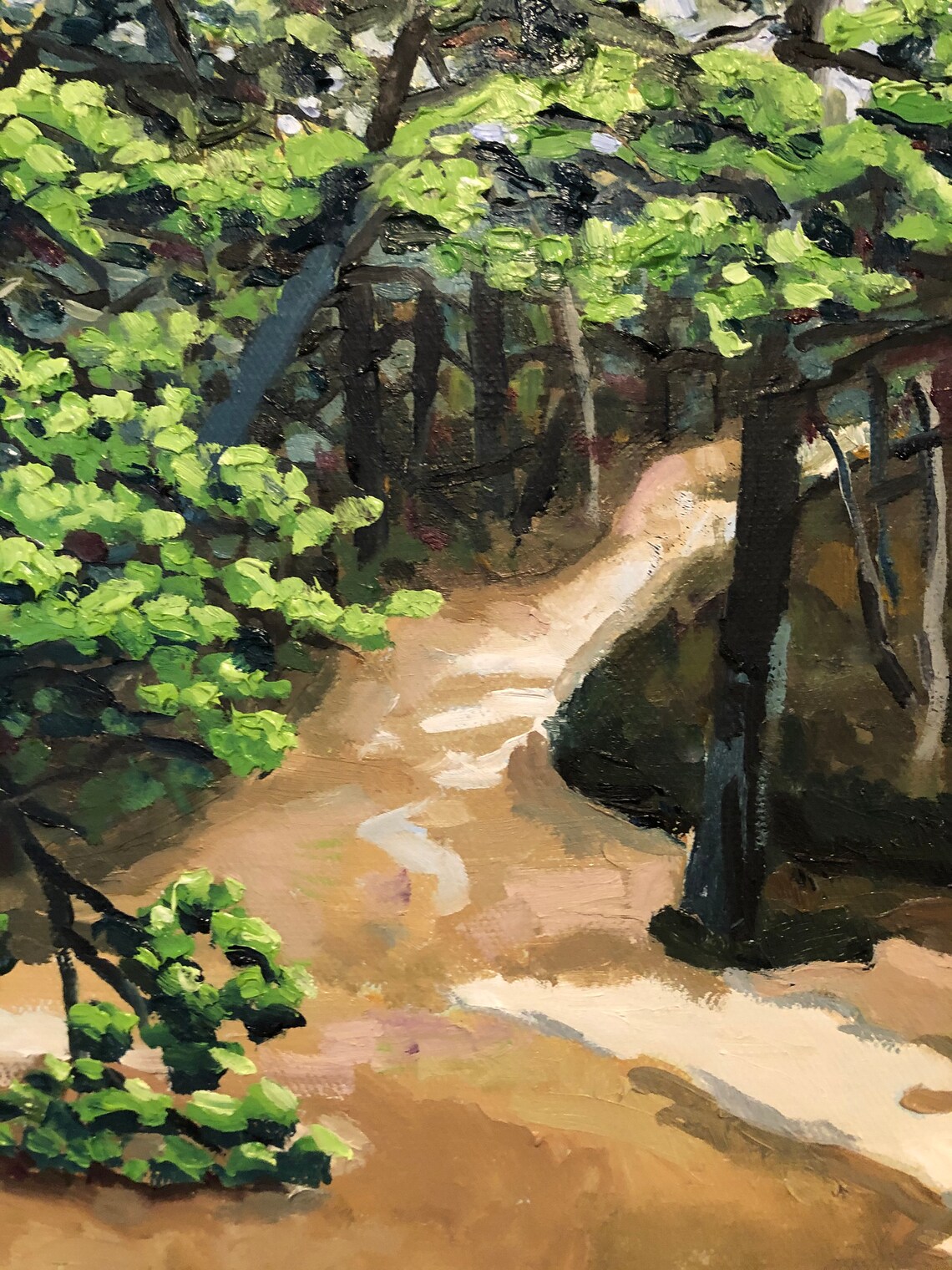 Landscape Oil Painting on Canvas, Path Through the Woods in the ...