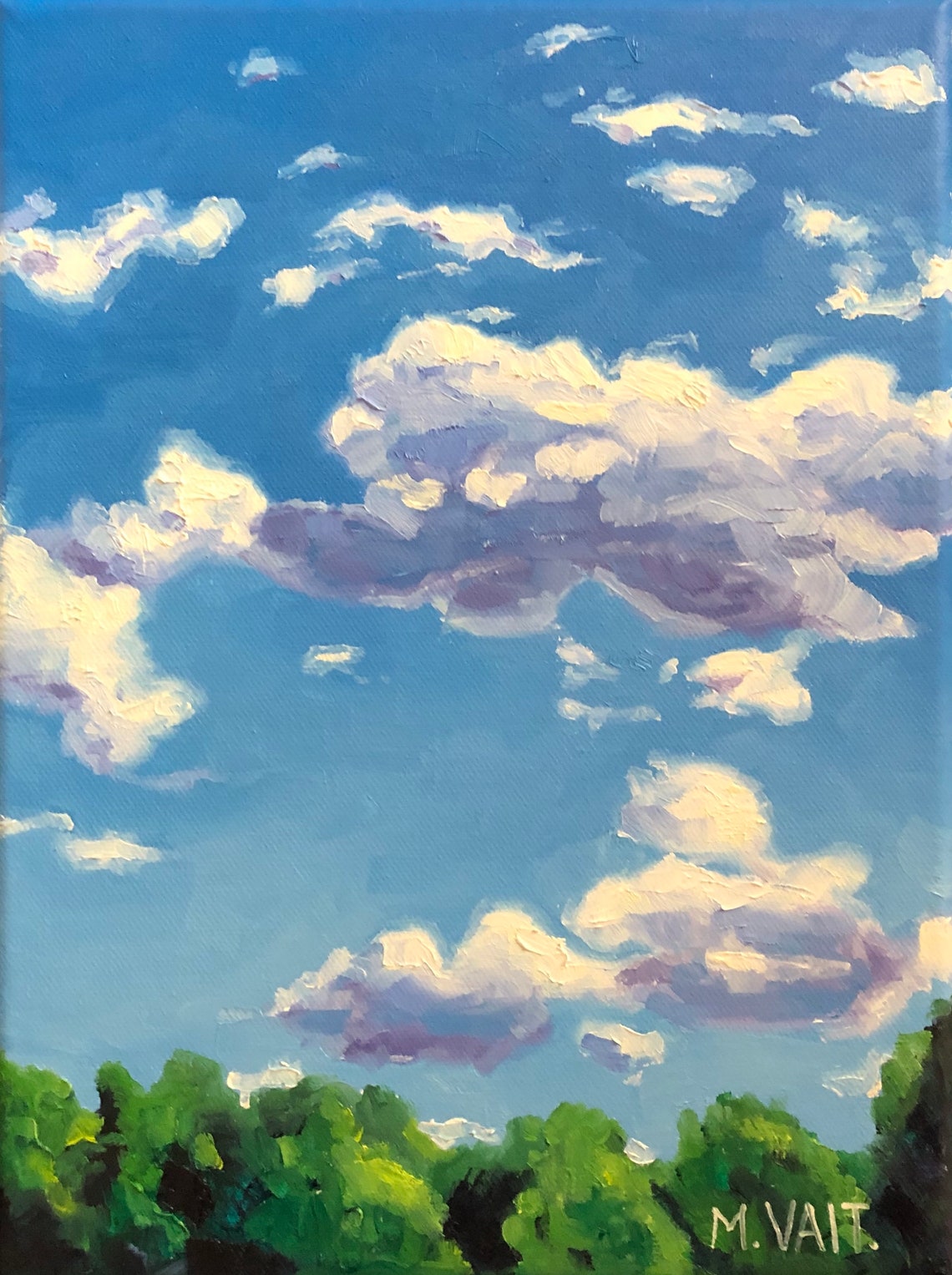 The Clouds Oil Painting on Canvas, Sky Painting, Blue Oil Painting ...