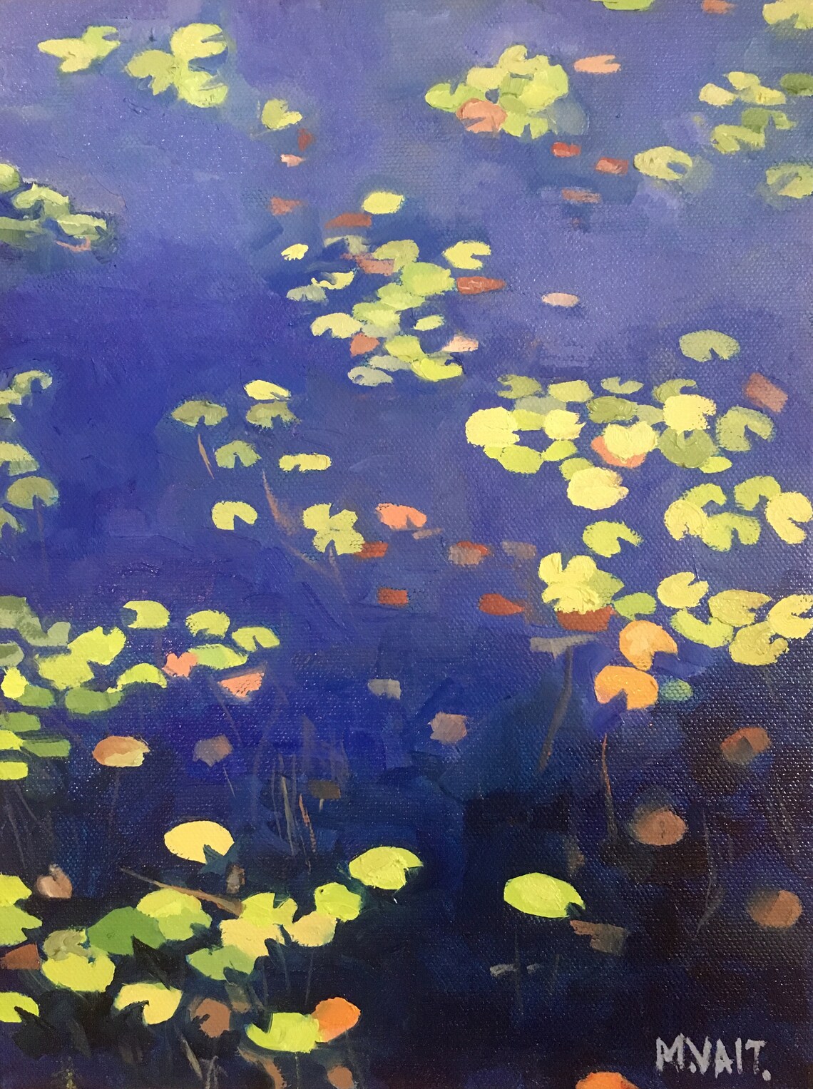 Lilies Oil Painting on Canvas Nature Art Blue Water - Etsy