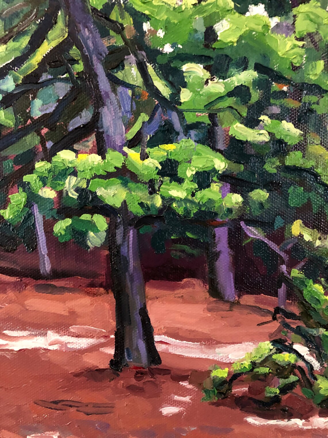 Original Oil Painting of Pine Tree, Oil on Canvas Art, Green Painting ...