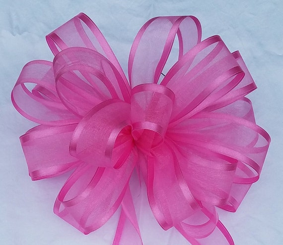 Satin Edge Sheer Bow Shown in Pink Azalea Available in Other | Etsy