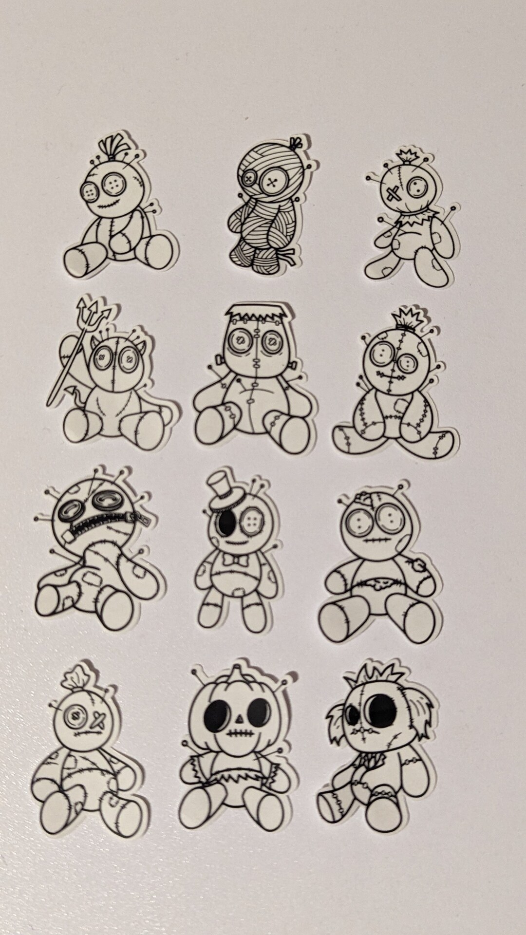 Cute Fun Voodoo, Foil Stickers, Set of 12, Various Colours Available ...