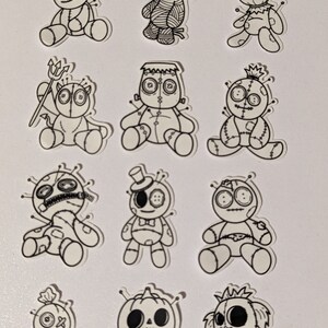 Cute Fun Voodoo, Foil Stickers, Set of 12, Various Colours Available ...