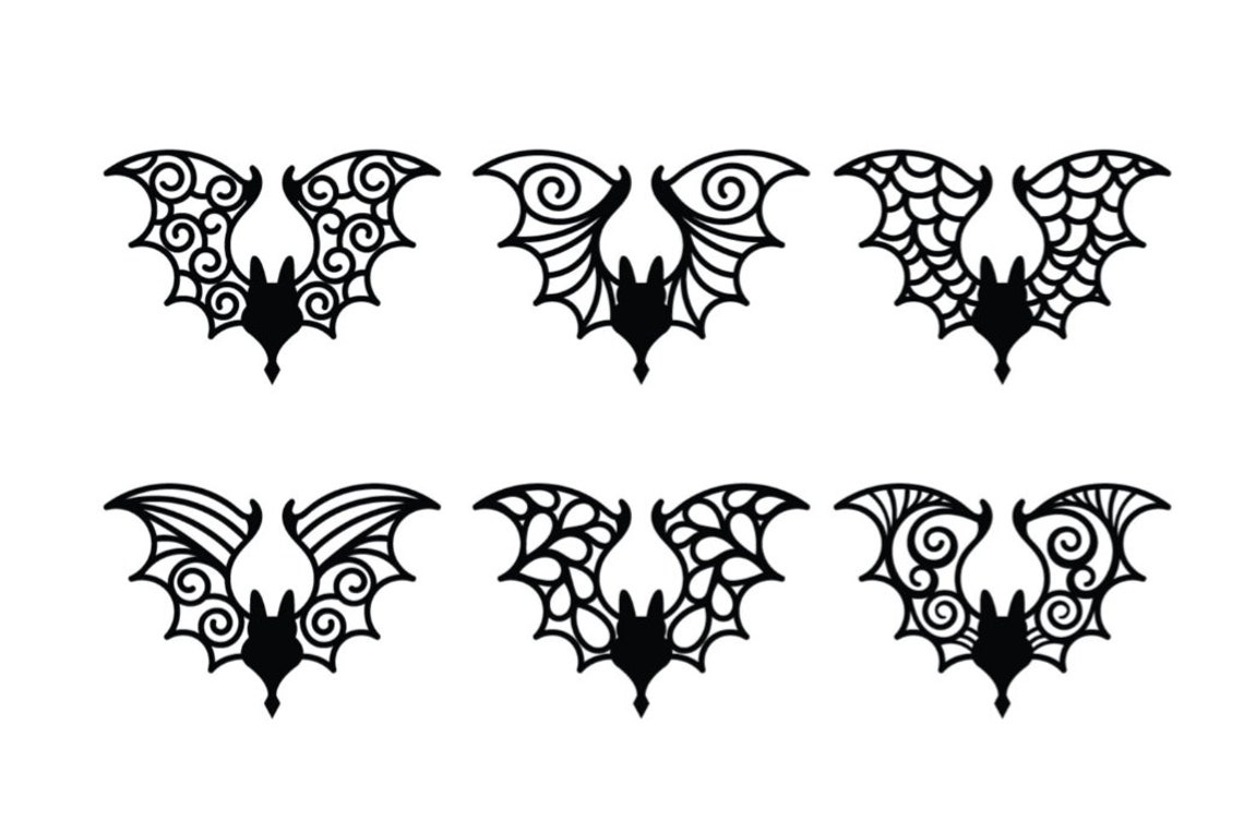 Halloween Bats With Open Detailed Wings, Foil Stickers, Set of 6 ...