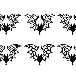 Halloween Bats With Open Detailed Wings, Foil Stickers, Set of 6 ...