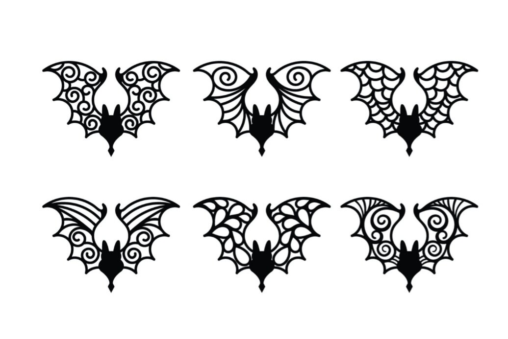 Halloween Bats With Open Detailed Wings, Foil Stickers, Set of 6 ...