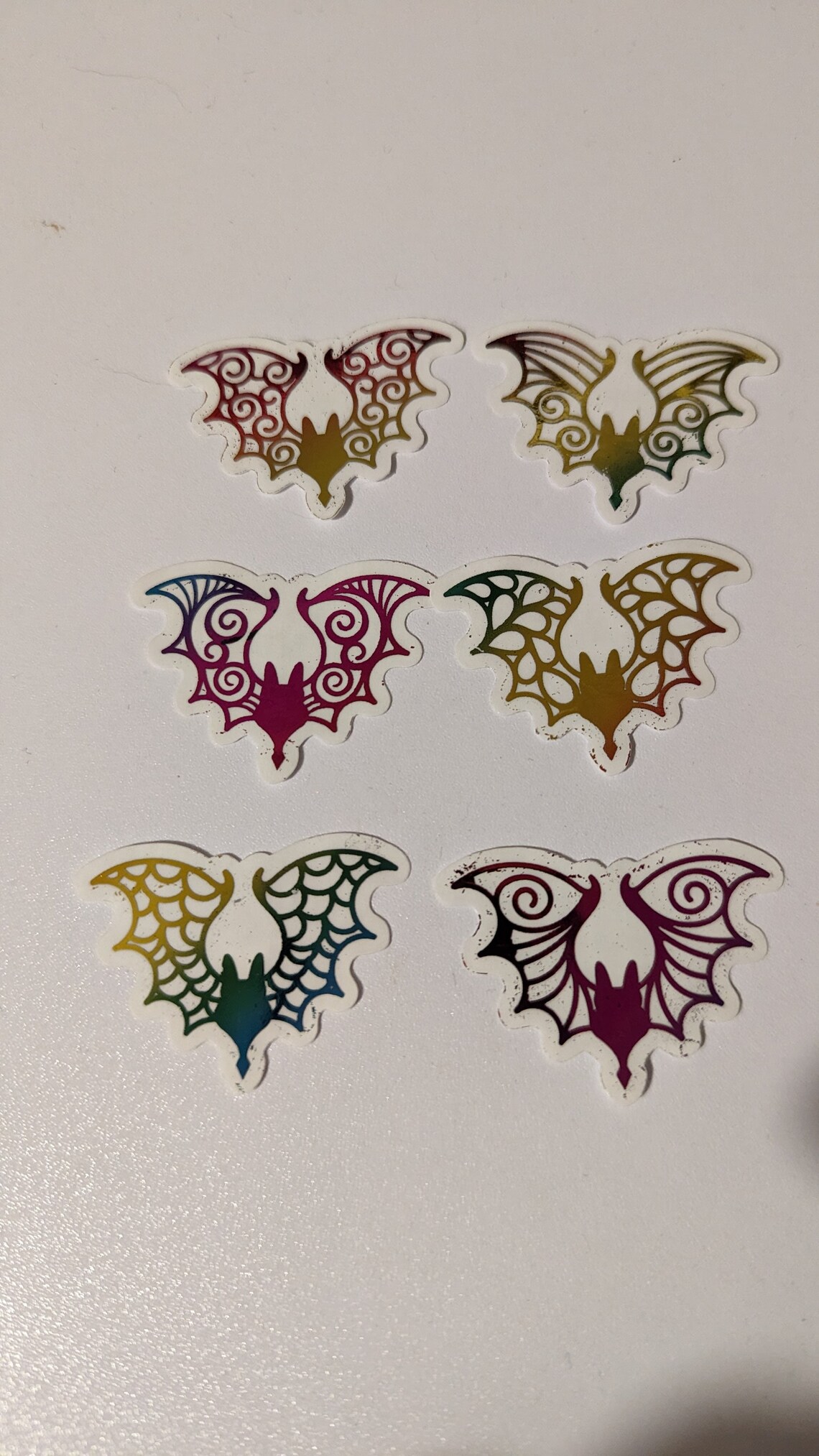 Halloween Bats With Open Detailed Wings, Foil Stickers, Set of 6 ...