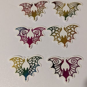 Halloween Bats With Open Detailed Wings, Foil Stickers, Set of 6 ...