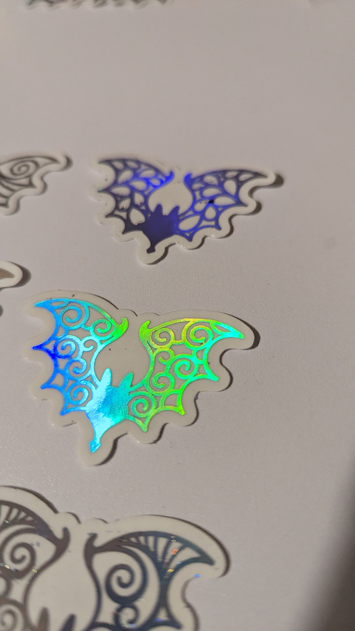 Halloween Bats With Open Detailed Wings, Foil Stickers, Set of 6 ...