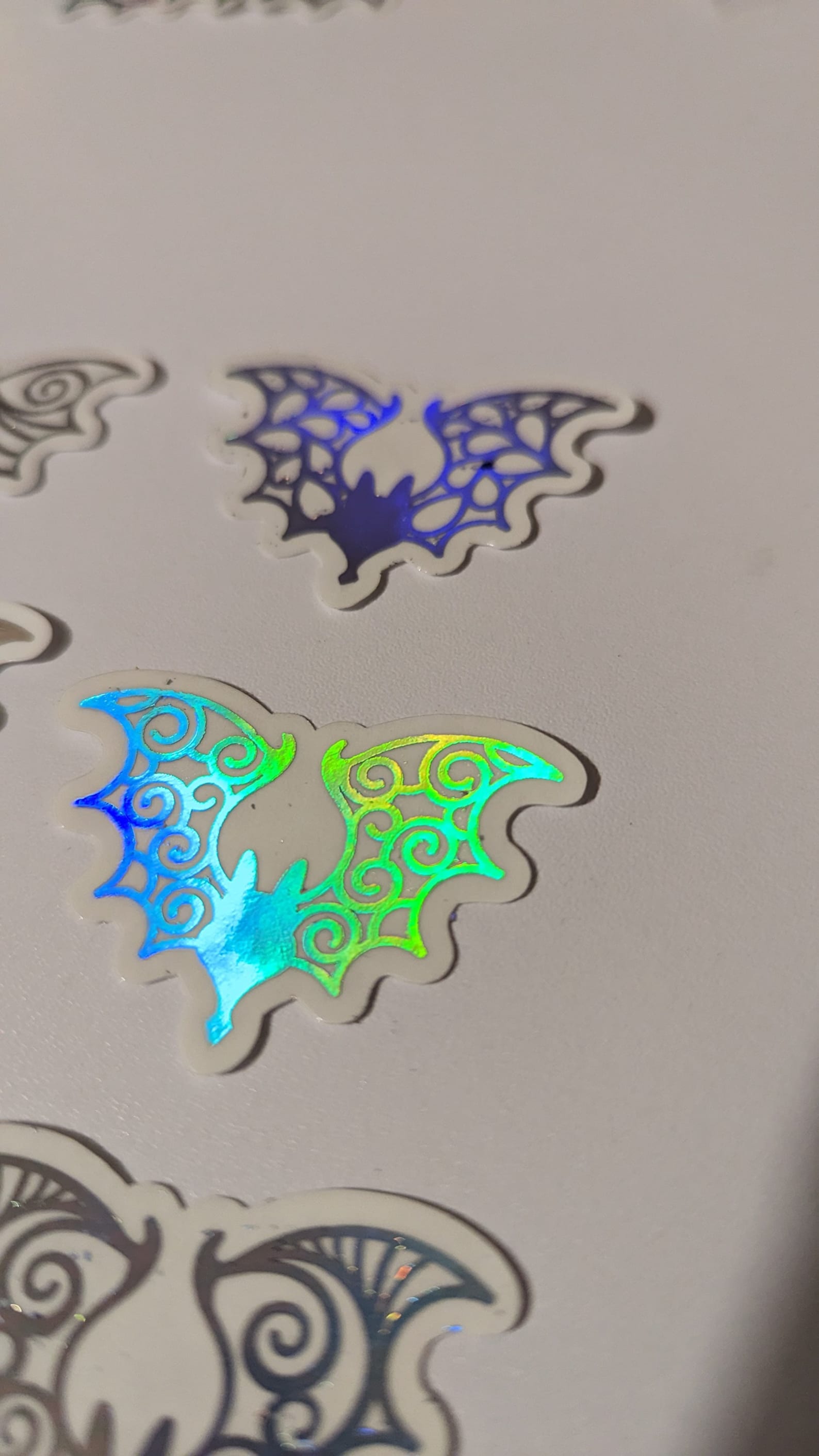 Halloween Bats With Open Detailed Wings, Foil Stickers, Set of 6 ...